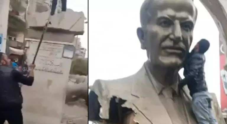 AFP duyurdu! Şam'da Hafız Esad'ın heykelleri yıkılıyor! - TRHaber